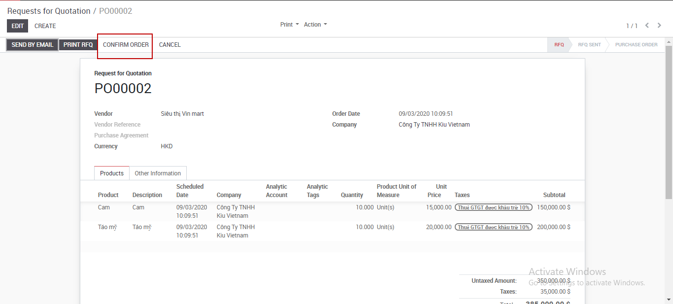 2.1.2. Confirm Purchase Order – Kiu Manual